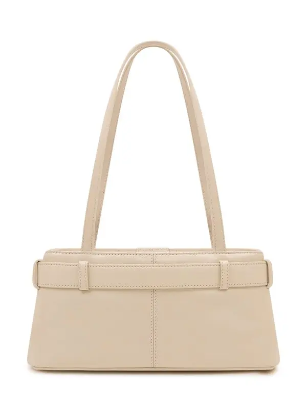 OSOI Shoulder Broche Mini Shoulder Bag In Cow Leather - Stone Cream