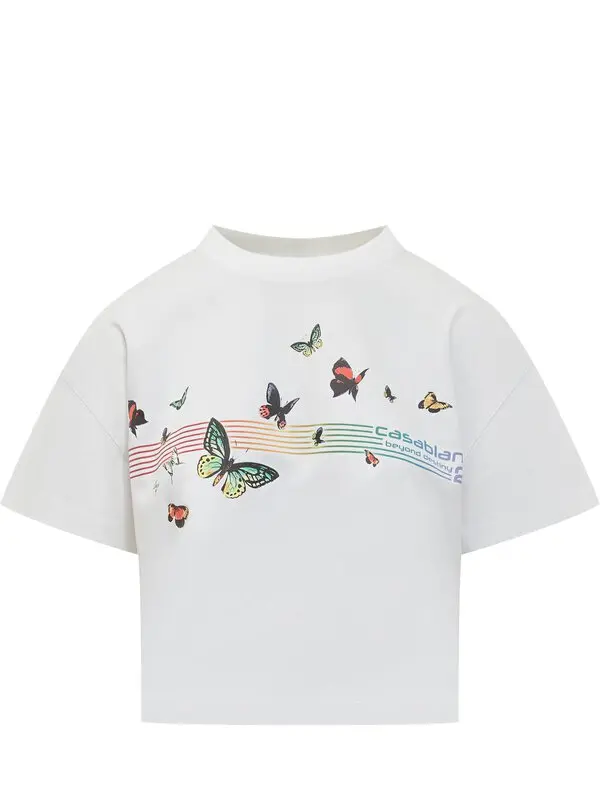 Casablanca Farfalle Print T-shirt - Bianco