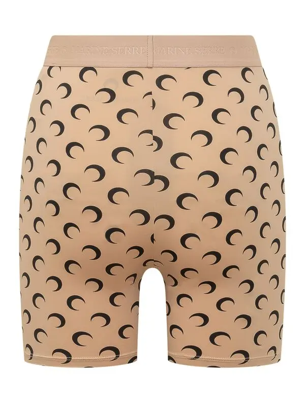 MARINE SERRE High-waisted Moon Print Shorts - Tan