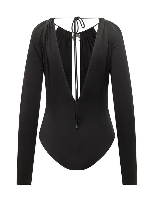MARINE SERRE Cut-out Jewel Detail Bodysuit