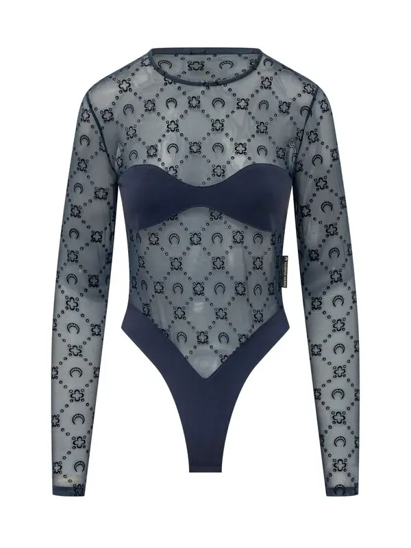 MARINE SERRE Geo-pattern Long Sleeve Top - Navy