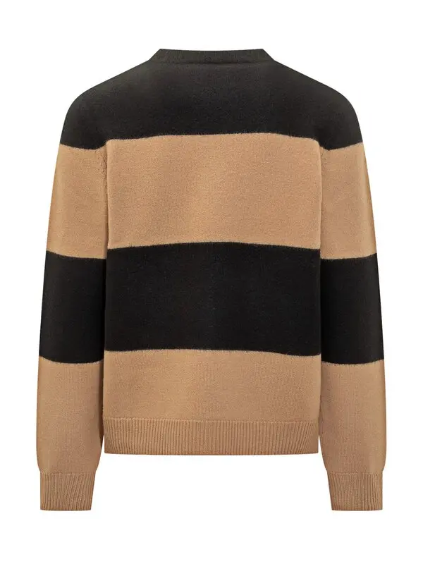 A.p.c. Striped Logo Virgin Wool Sweater