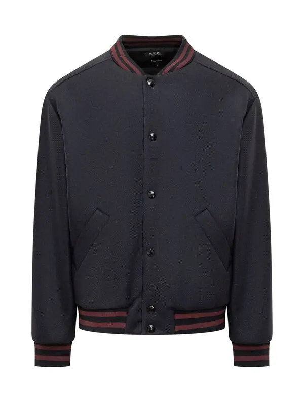 A.p.c. Wool Bomber Jacket With Striped Detail
