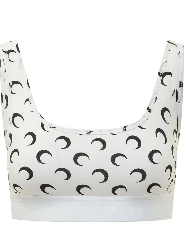 MARINE SERRE Sporty Mini Top With Unique Prints - Optical White