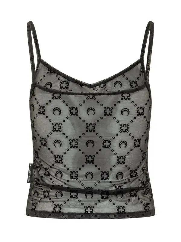 MARINE SERRE Geometric Pattern Long Sleeve Mini Top