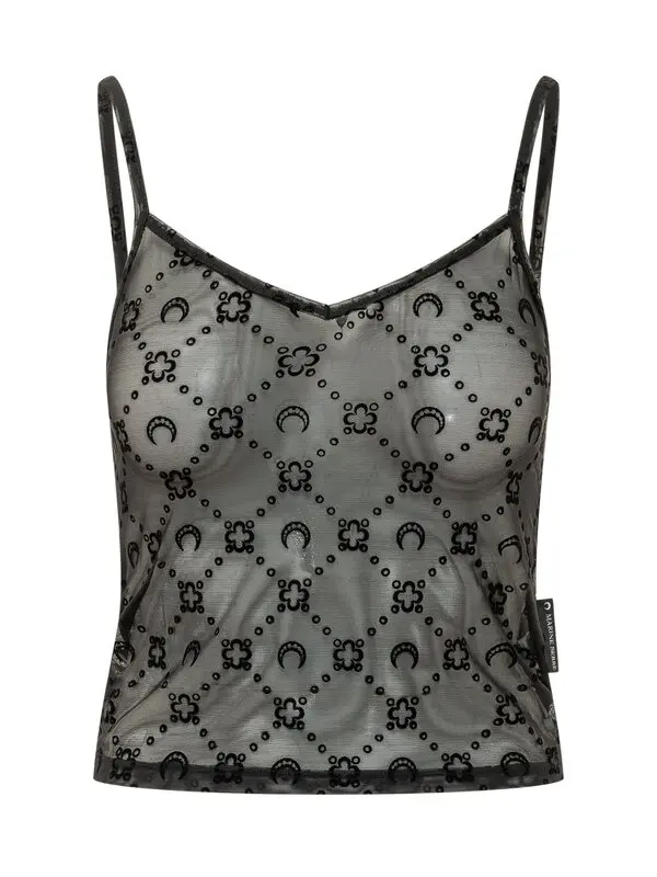 MARINE SERRE Geometric Pattern Camisole Top - Black
