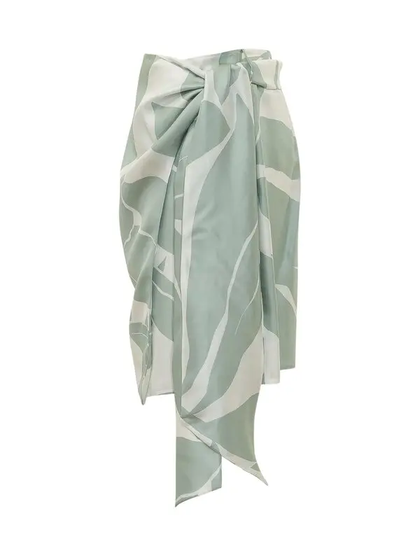 Max Mara Leaf Motif Silk Mini Skirt