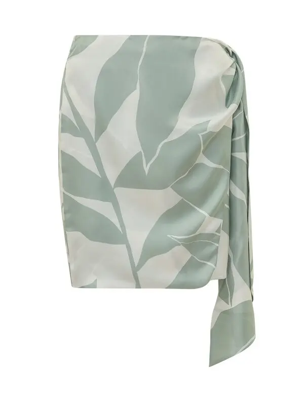 Max Mara Leaf Motif Silk Mini Skirt - Bianco