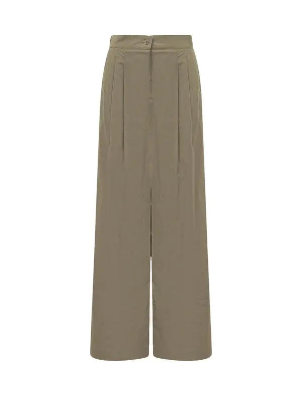 Max Mara Wide-leg Pleated Trousers - Oliva