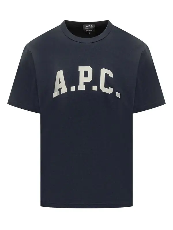 A.p.c. Organic Cotton T-shirt With Logo Print - Dark Navy