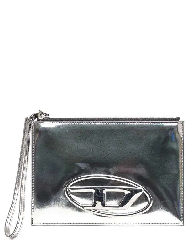 DIESEL® Leather Clutch Wallet - Silver