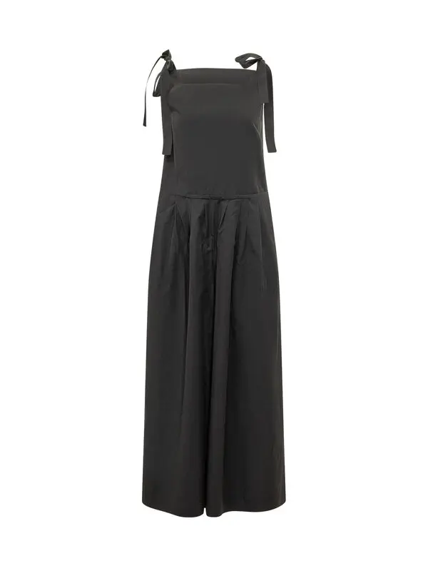 Max Mara Wide-leg Sleeveless Jumpsuit With Spaghetti-style Straps - Nero