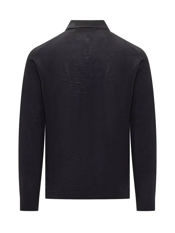 Premiata Luxury Long Sleeve Polo With Premium Merino Wool And Silk Blend