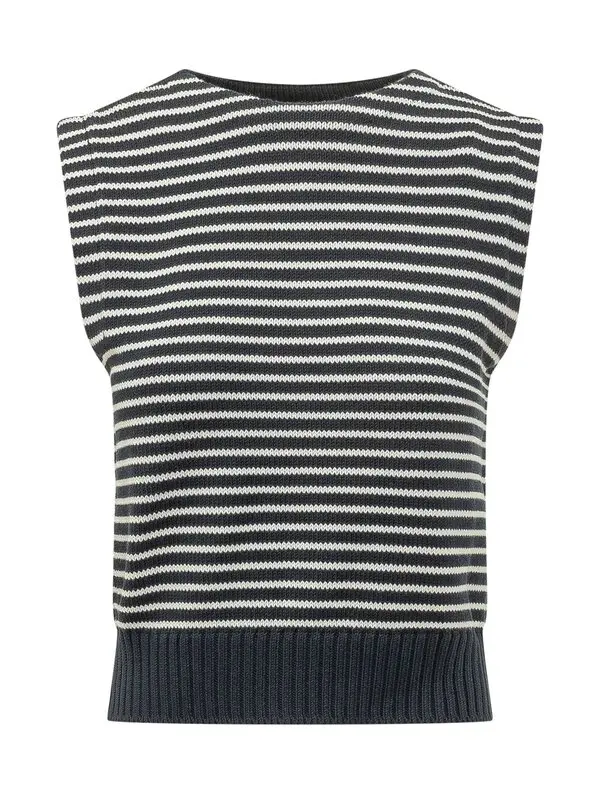 Max Mara Striped Turtleneck Knit Vest - Blu Riga Piccola