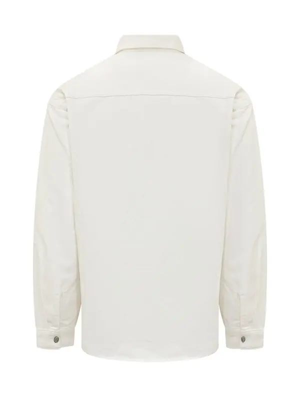 Palm Angels Logo Loose Denim Shirt - Off White Black