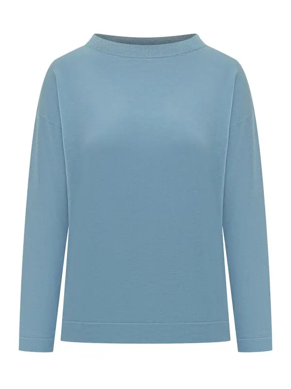 Max Mara Soft Silk-cotton Crewneck Sweater - Sky