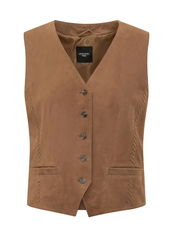 Max Mara Button-front Gilet - Tan