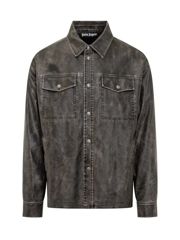 Palm Angels Vintage Effect Overshirt - Dark Grey