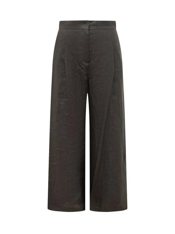 Max Mara Wide-leg Ramie Trousers - Nero