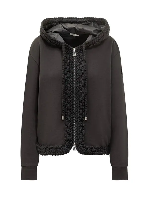 Moncler Stylish Hooded Knit T-shirt With Intricate Design - Nero