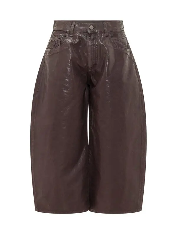 Attico Glossy Long Jean Pants - Plum