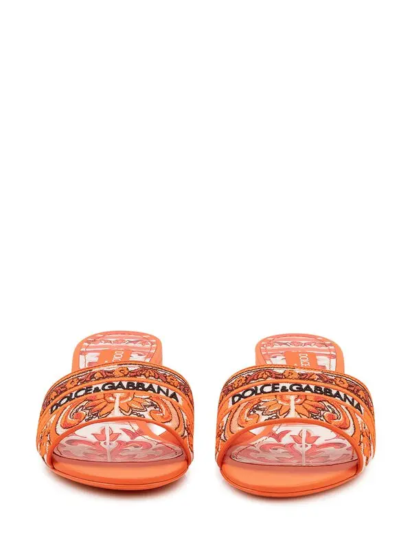 Dolce & Gabbana Chic Embroidered Slip-on Sandals - Multicolor/orange