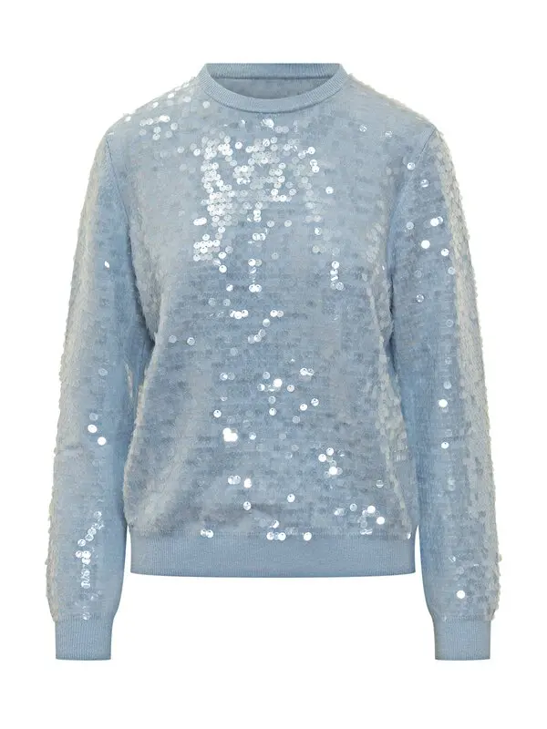 SEMICOUTURE Celeste Sequin Knit Sweater - Riviera