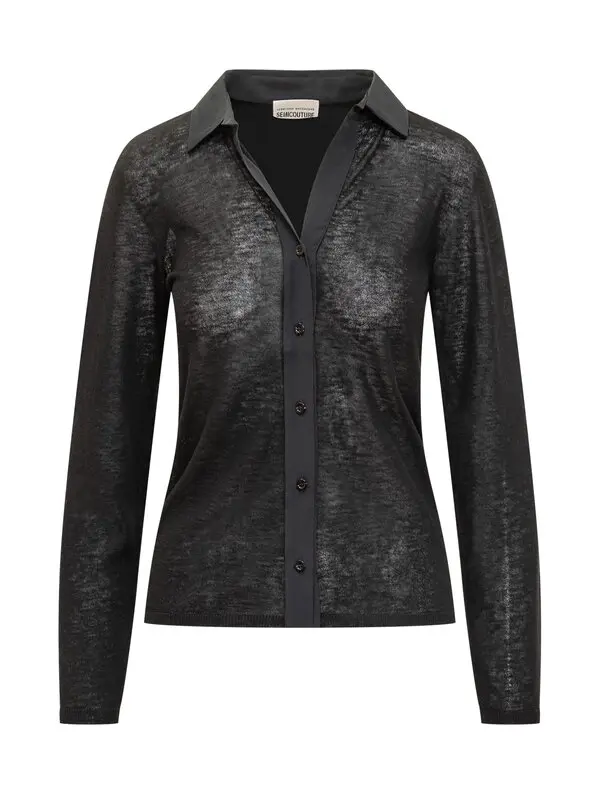 SEMICOUTURE Wool-blend Knit Cardigan - Nero