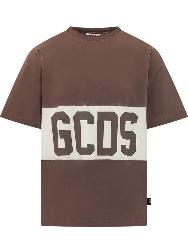 Gcds Band Logo Loose T-shirt - French Roast/bone