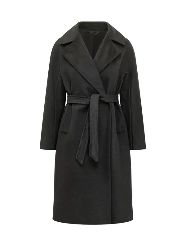 Max Mara Weekend Overcoat In Pure Virgin Wool - Nero
