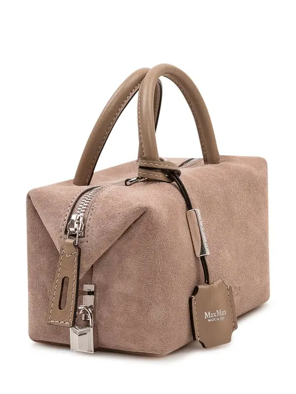 Max Mara Suede Calf Leather Holdall Bag - Clay
