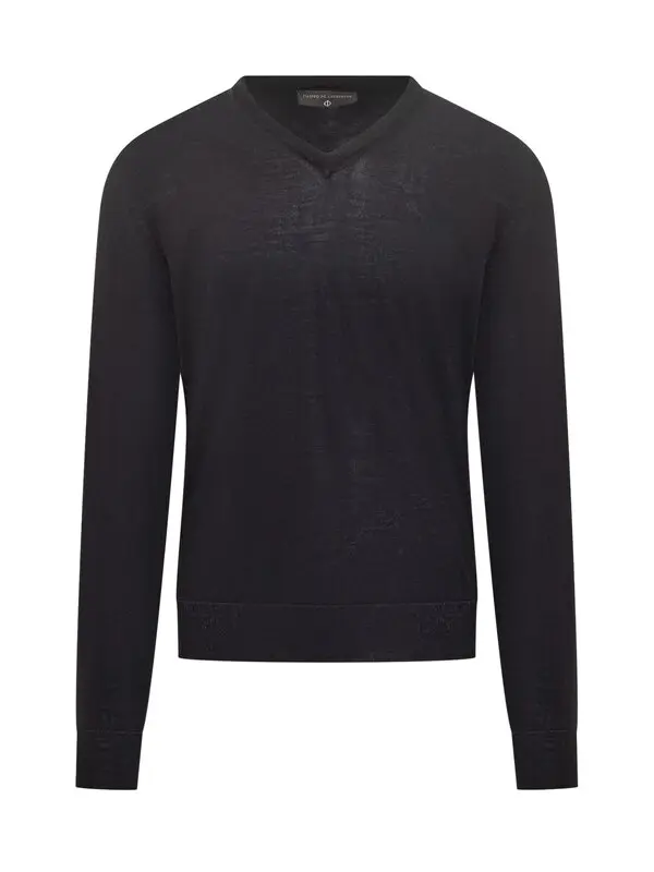 FILIPPO DE LAURENTIIS Wool Sweater With V-neck Style - Navy