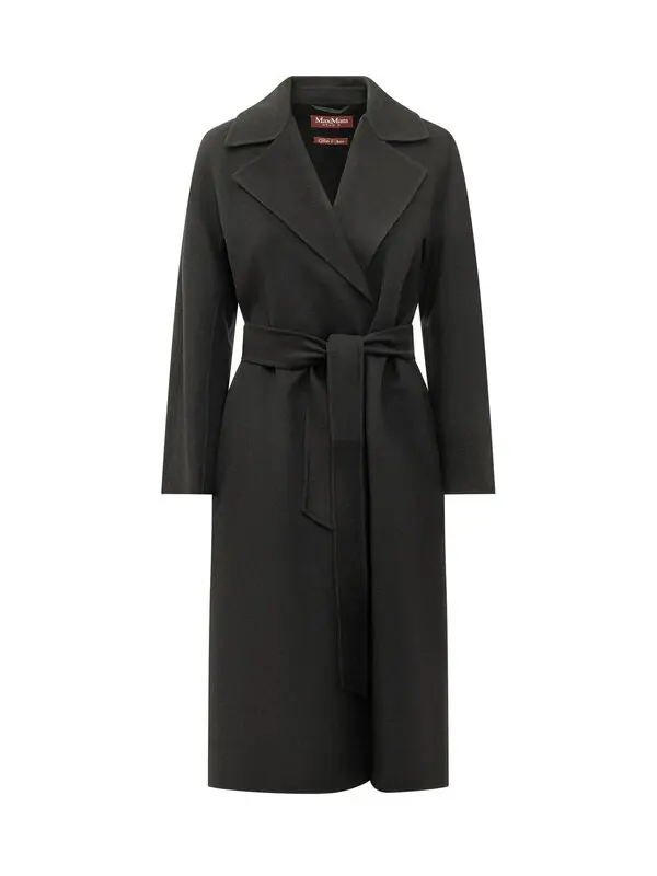 Max Mara Virgin Wool, Silk And Cashmere Overcoat - Nero