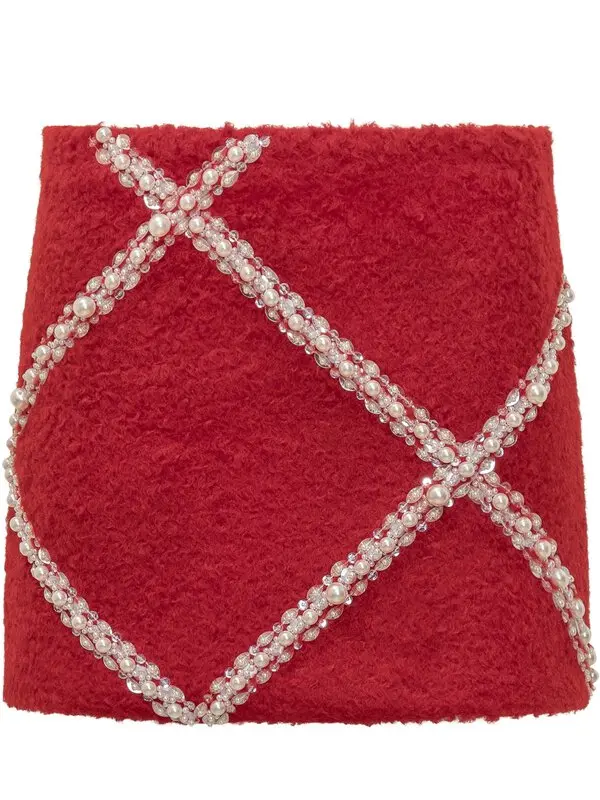 DES_PHEMMES Embellished Mini Skirt - Rubis