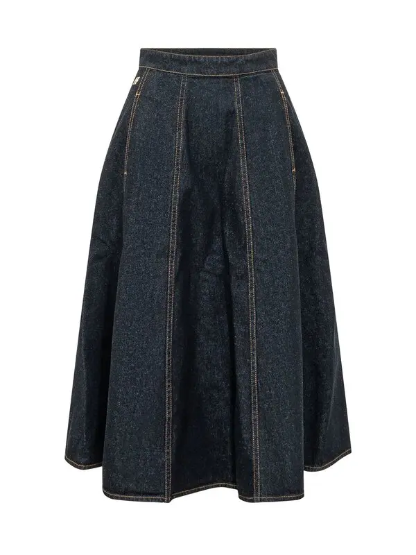 Alberta Ferretti 100% Cotton Skirt - Blue