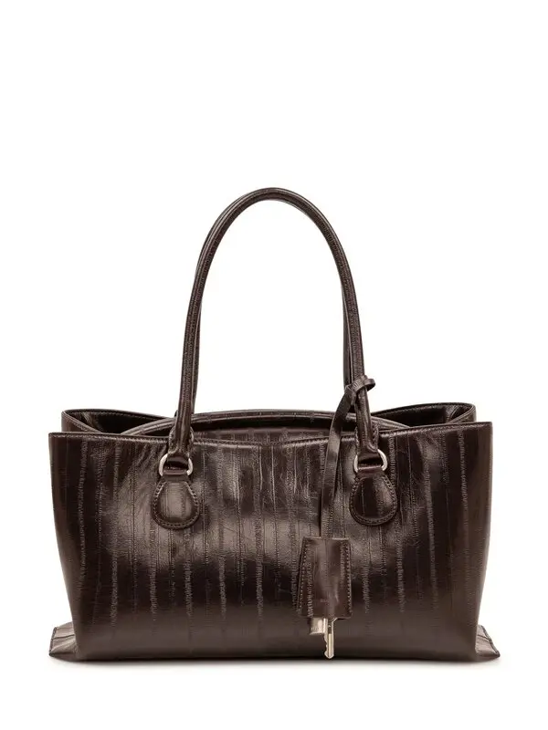 OSOI Leather Tote Bag With Top Handles - Tide Brown