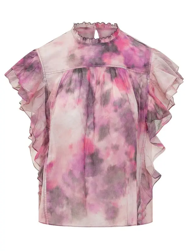 MARANT ETOILE Mini Top With Ruffled Sleeves - Pink