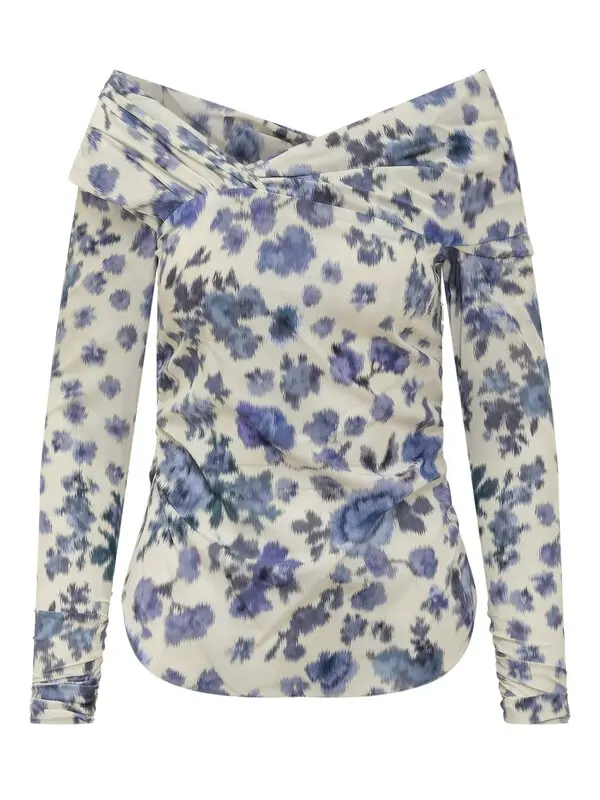 Isabel Marant Étoile Silk Off The Shoulder Mini Top - Blue