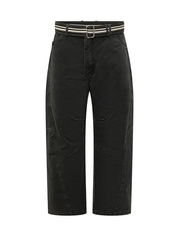 MORDECAI Structured Paintntaloni Trousers With Belt - Black