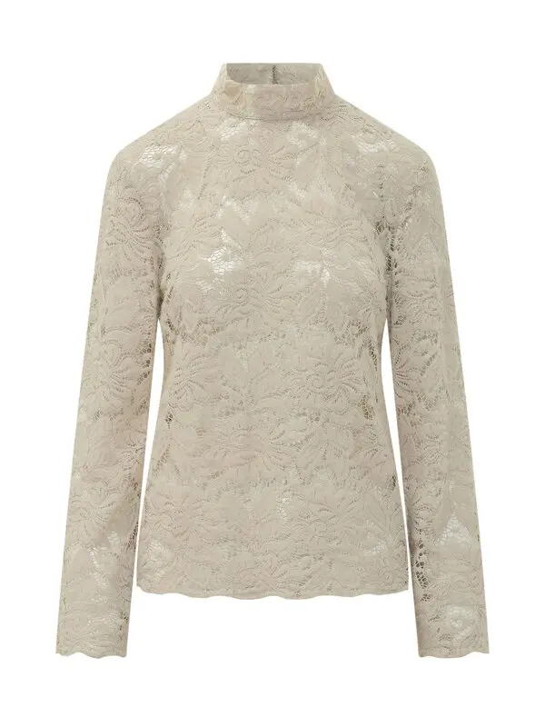 LE SULLY STUDIO Lace-trim Long Sleeve Shirt - Panna