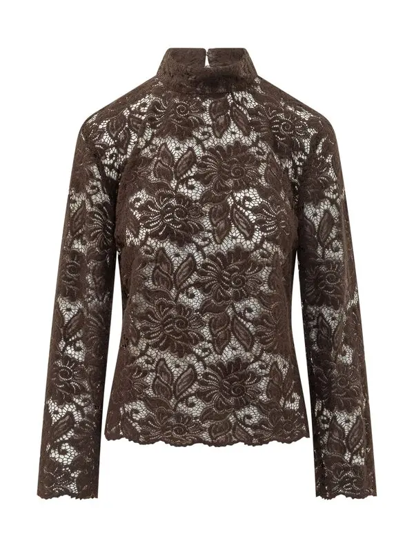 LE SULLY STUDIO Lace Detail Studio Shirt - Moro