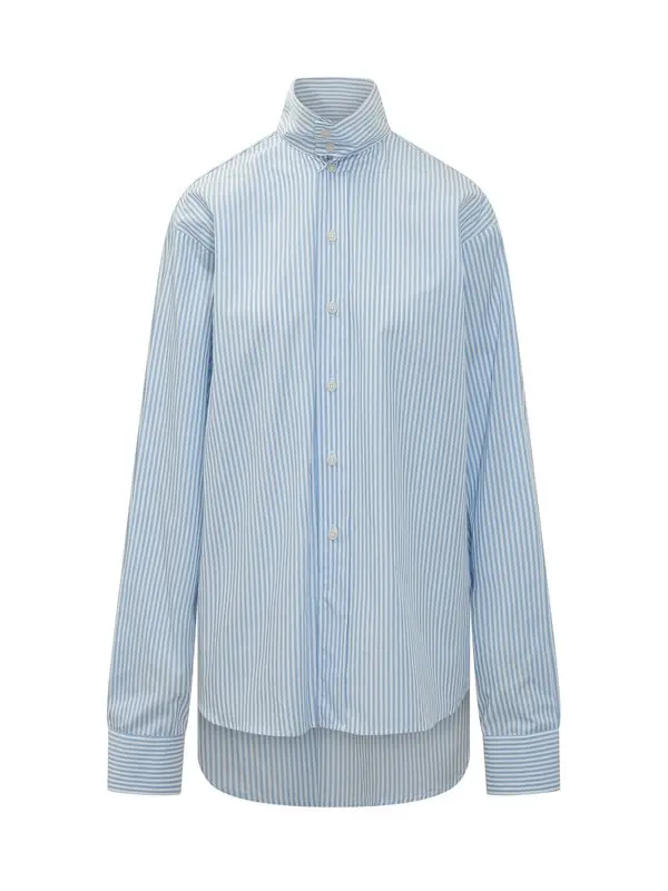 LE SULLY STUDIO Mini Striped Studio Shirt With Neck Corset