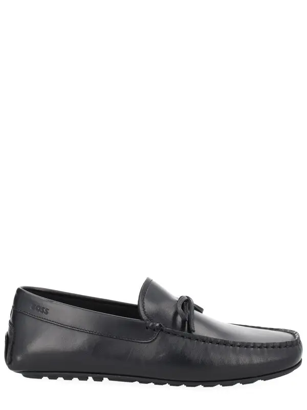 BOSS Leather Moccasin With Bow - Black