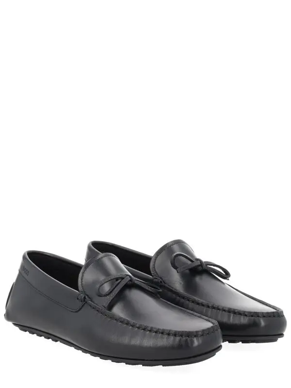 BOSS Leather Moccasin With Bow - Black