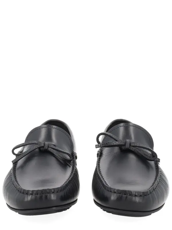 BOSS Leather Moccasin With Bow - Black