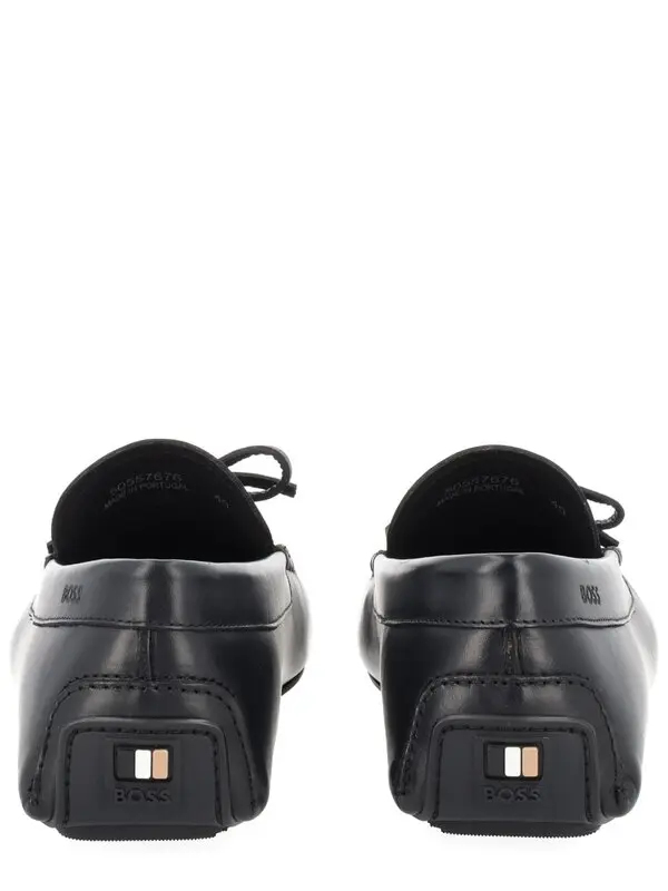 BOSS Leather Moccasin With Bow - Black