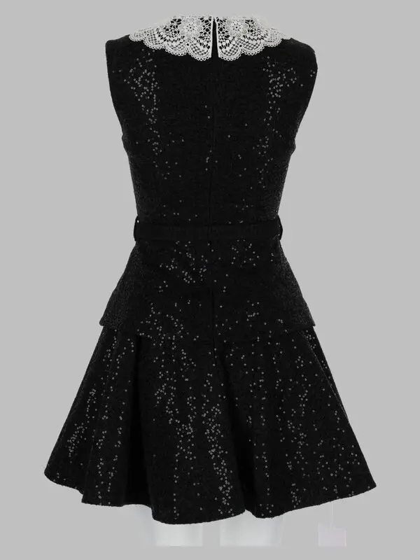 SELF-PORTRAIT Metallic Sequined Belted Dress