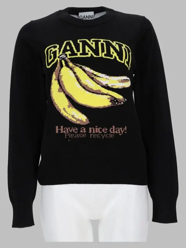 GANNI Organic Cotton Knit Sweater - Black