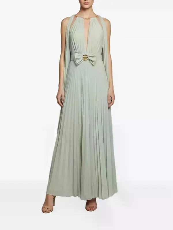 Elisabetta Franchi Plissé Sleeveless Maxi Dress