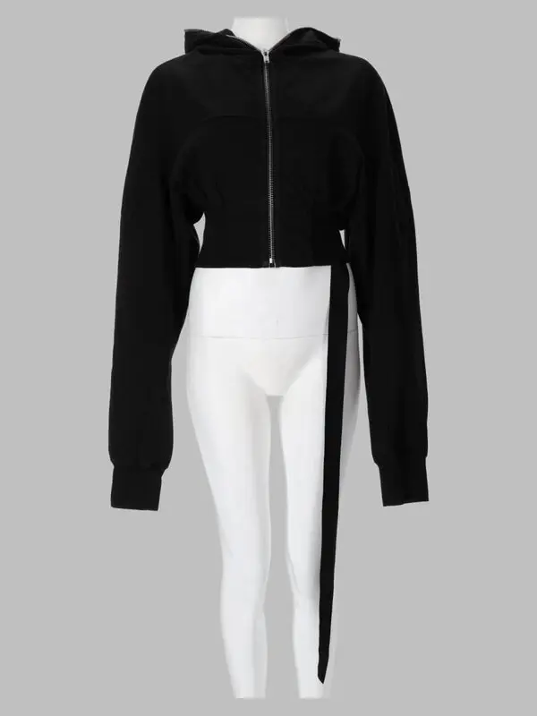 Rick Owens Cropped Hoodie - Black